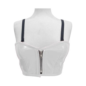 Handmade Y2K Pink Corset Bustier, Plus Size PVC Crop Top, Faux Leather ...