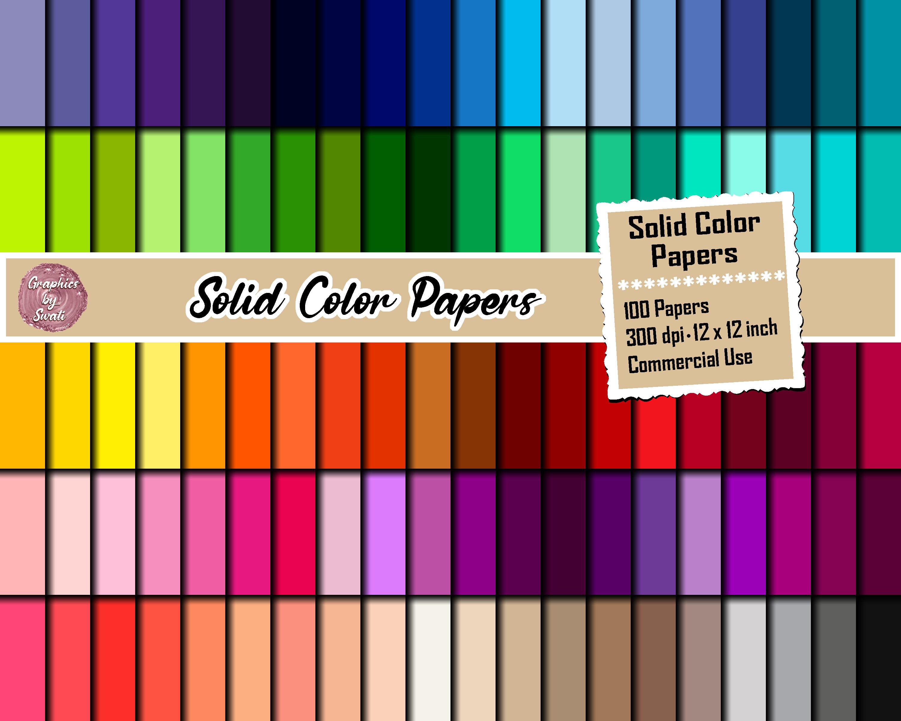 Sale 100 Solid Color digital paper rainbow digital paper | Etsy