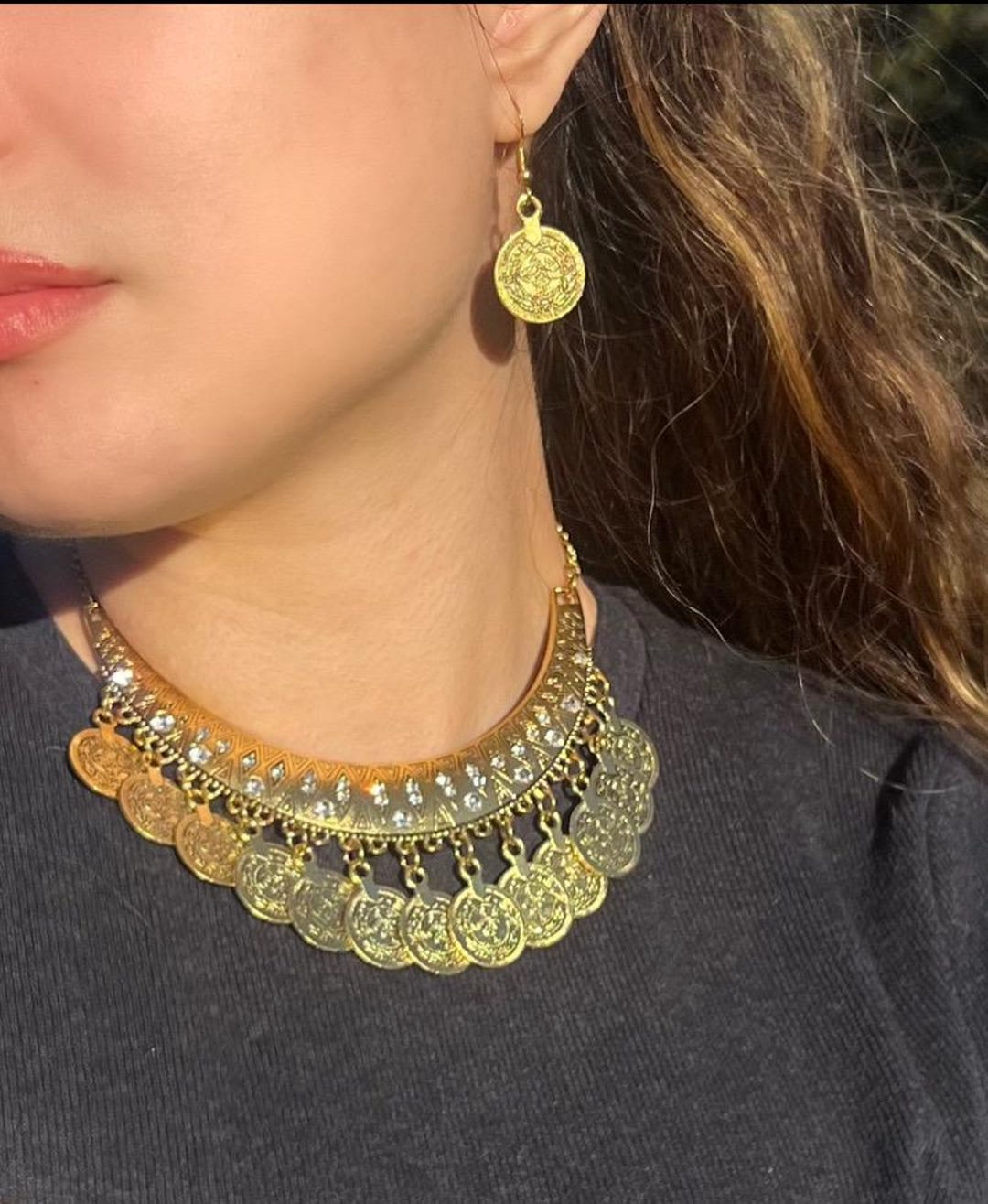 Nour Gold Coin Jewelry Set - Handmade Necklace Set - Arabic Ethnic ...