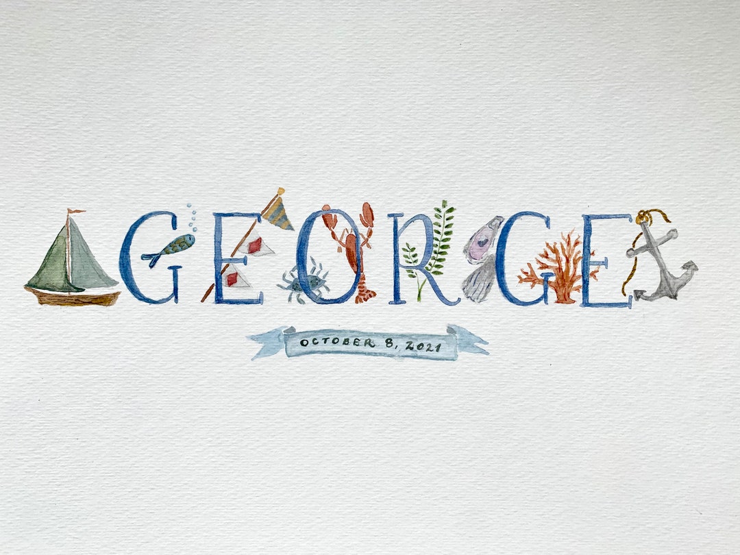 Personalized Name Painting - Original Watercolor - 10” X 14” Paper - Etsy