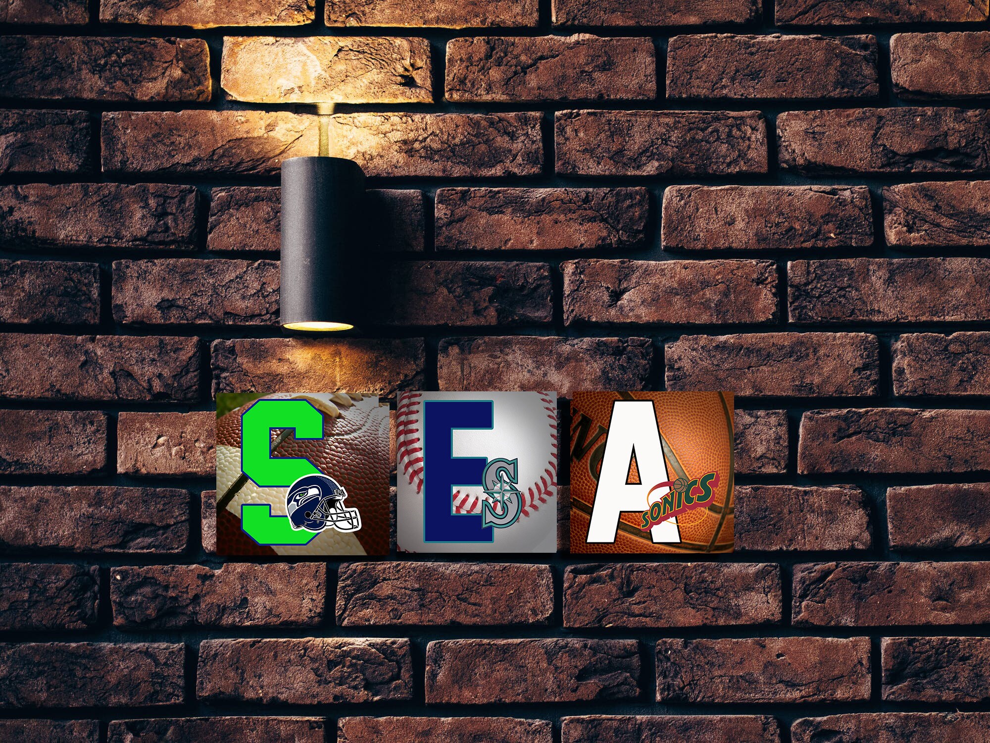 A Collection of Seattle Sports Teams Football, Basketball and Baseball ...