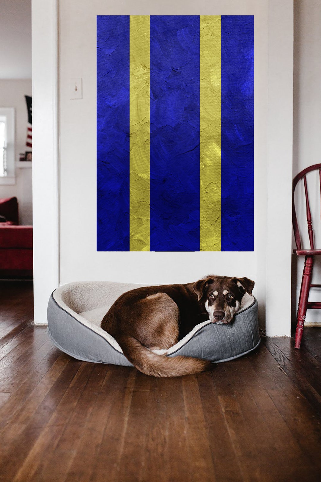 Los Angeles Rams Blue and Gold Stripes Impasto Styled Representation of ...