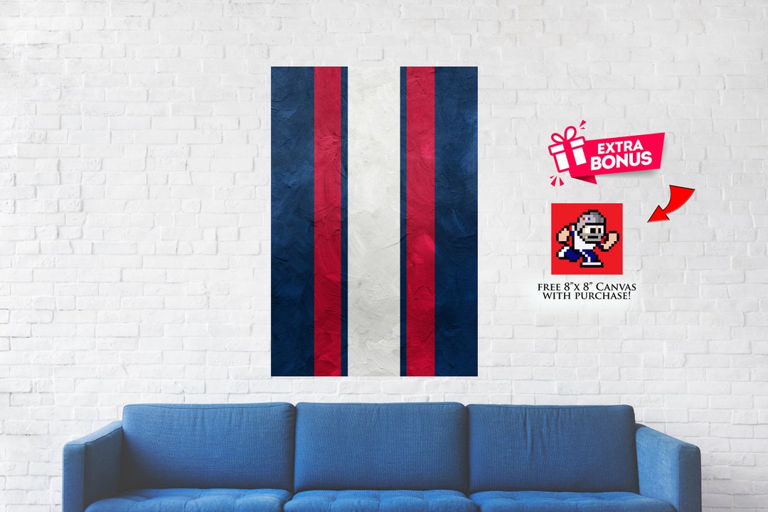 New England Patriots Red, Blue and White Stripes Impasto Styled ...