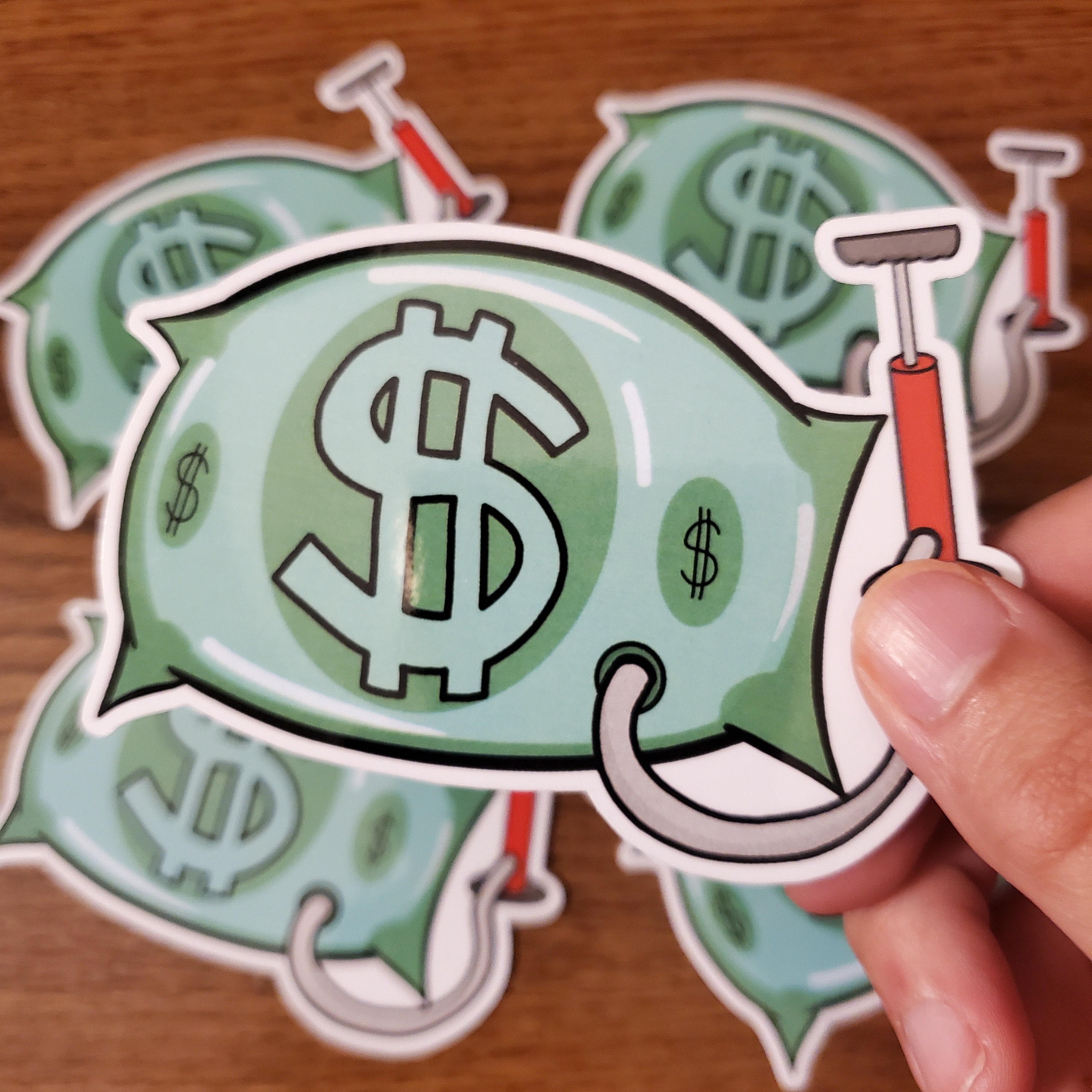 Inflated Dollar Dollar Bill Dollar Bill Sticker Laptop Decal Money ...