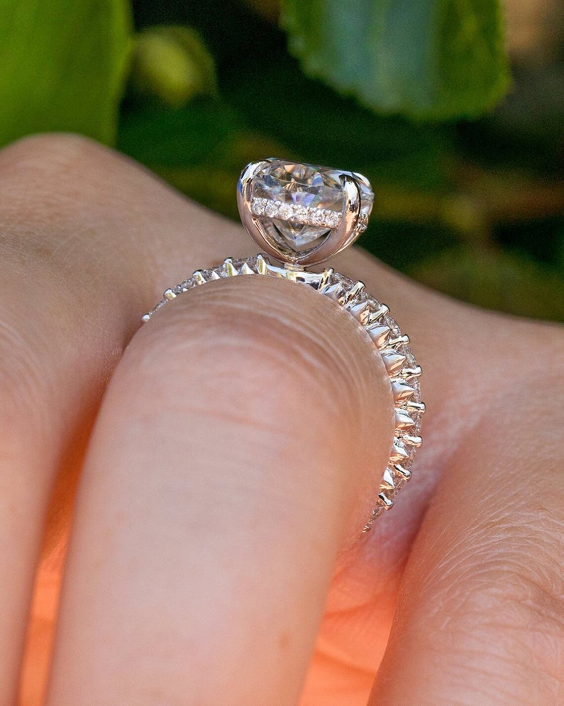 2 Ct Oval Moissanite Engagement Ring 14k Rose Gold Hidden Etsy