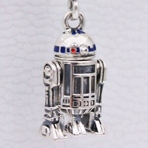 925 Sterling Silver Starwars R2-D2 Charm,pandora Style,cz Cubic Blue ...