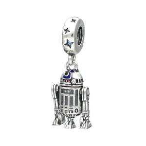 925 Sterling Silver Starwars R2-D2 Charm,pandora Style,cz Cubic Blue ...