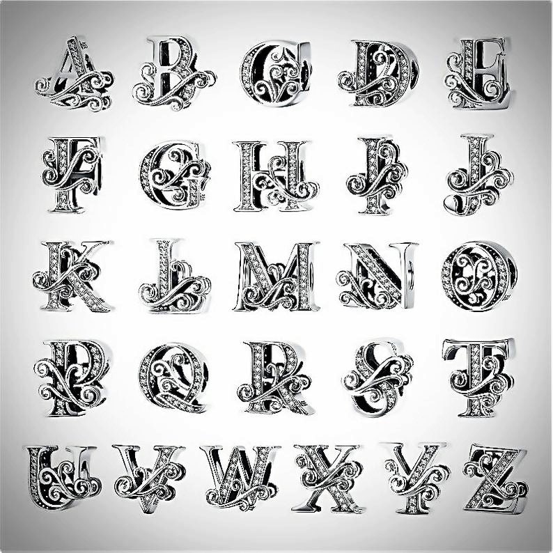925 Sterling Silver Alphabet Letters Charmsilver Charm for - Etsy