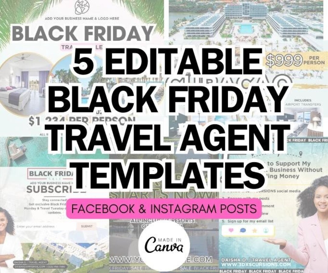 5pack Black Friday Bundle| Travel Instagram Post| Travel Template ...