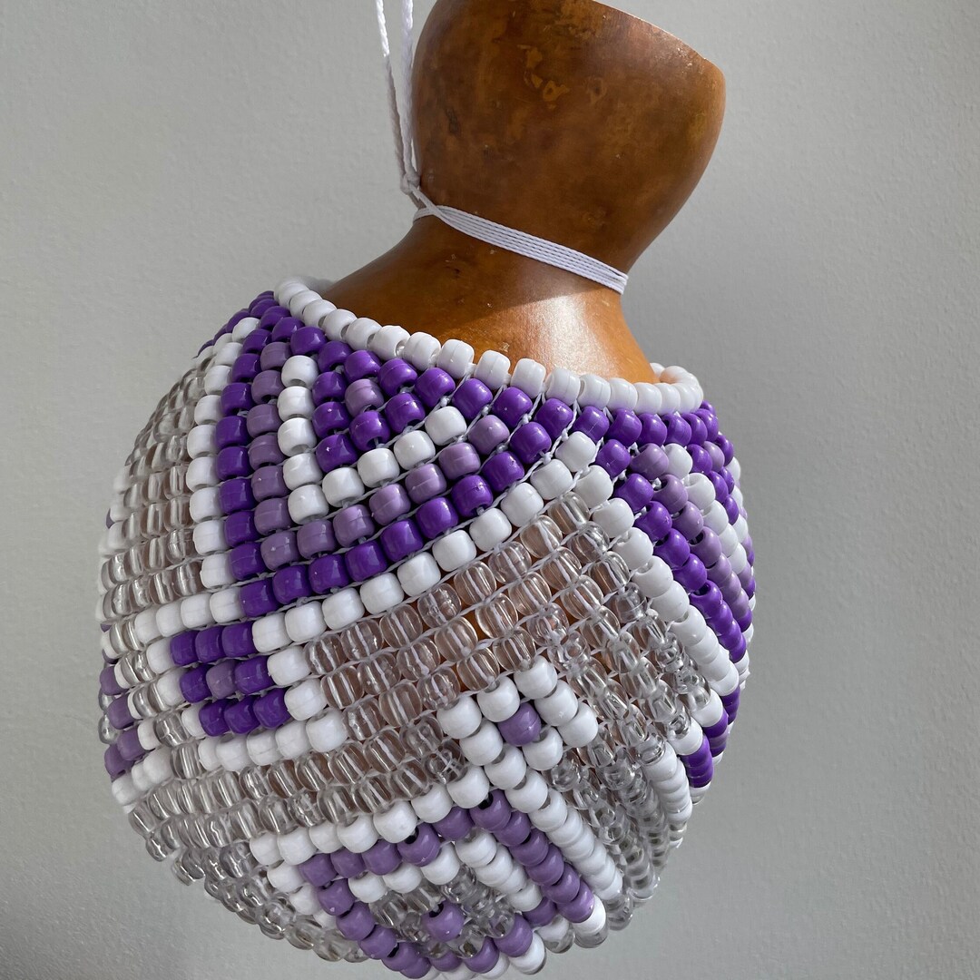 Shekere / Agbê / Agbe / Xequere Purple White Crystal - Etsy