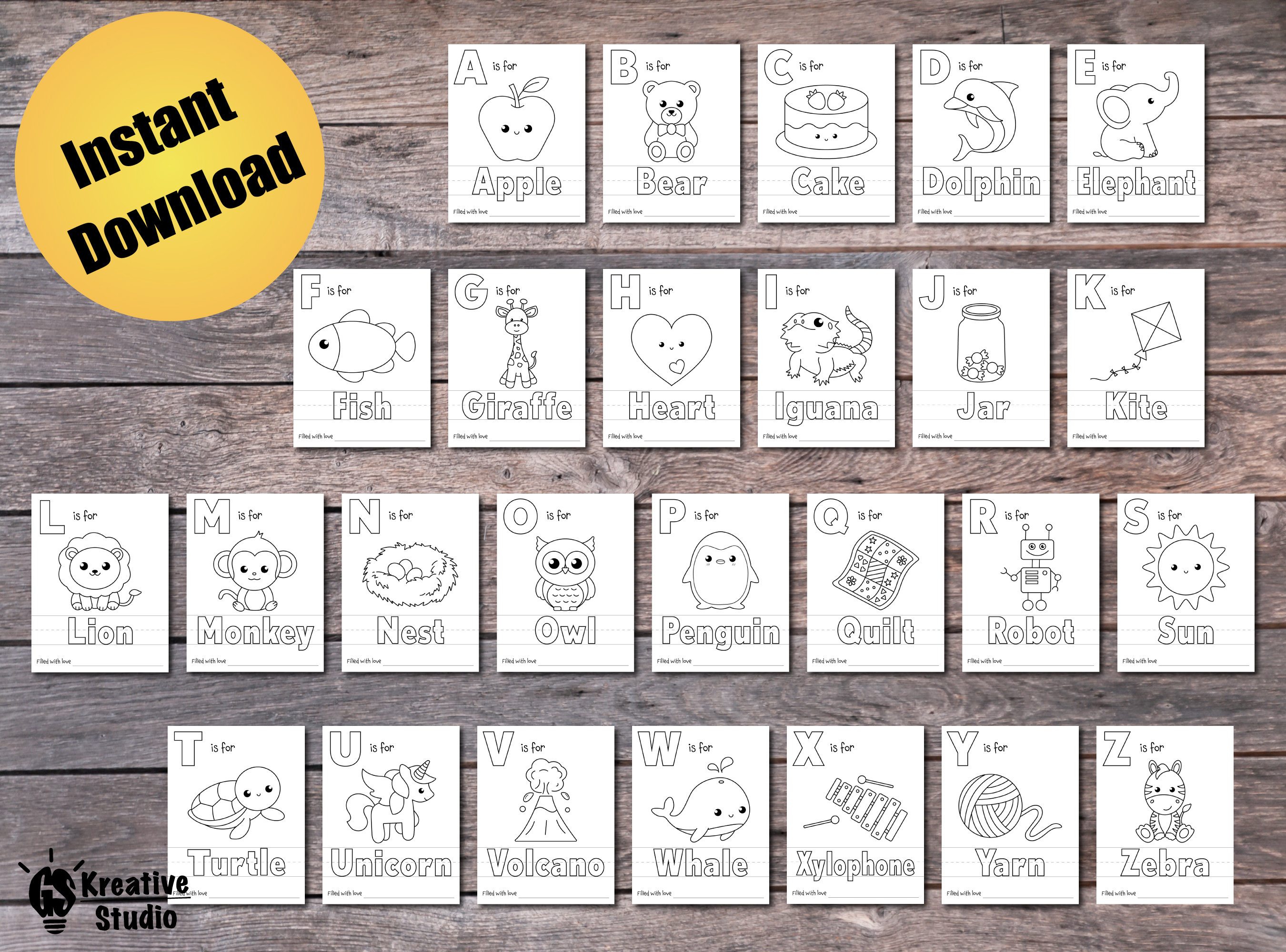 Printable Baby's First ABC Book, Baby Shower Activity, Keepsake ...