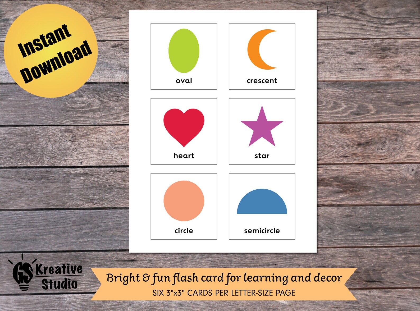 18 Vibrant Color Shapes Flash Cards & Activities, Preschool Learning ...