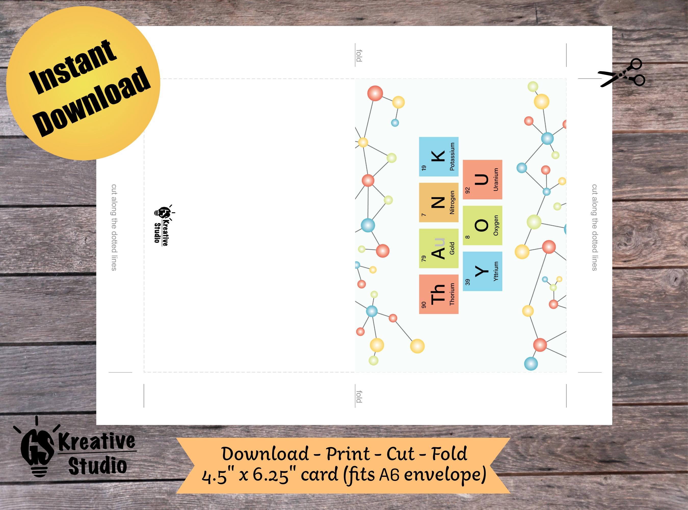 Thank You Card With Periodic Table Elements, Chemistry Greeting Card ...