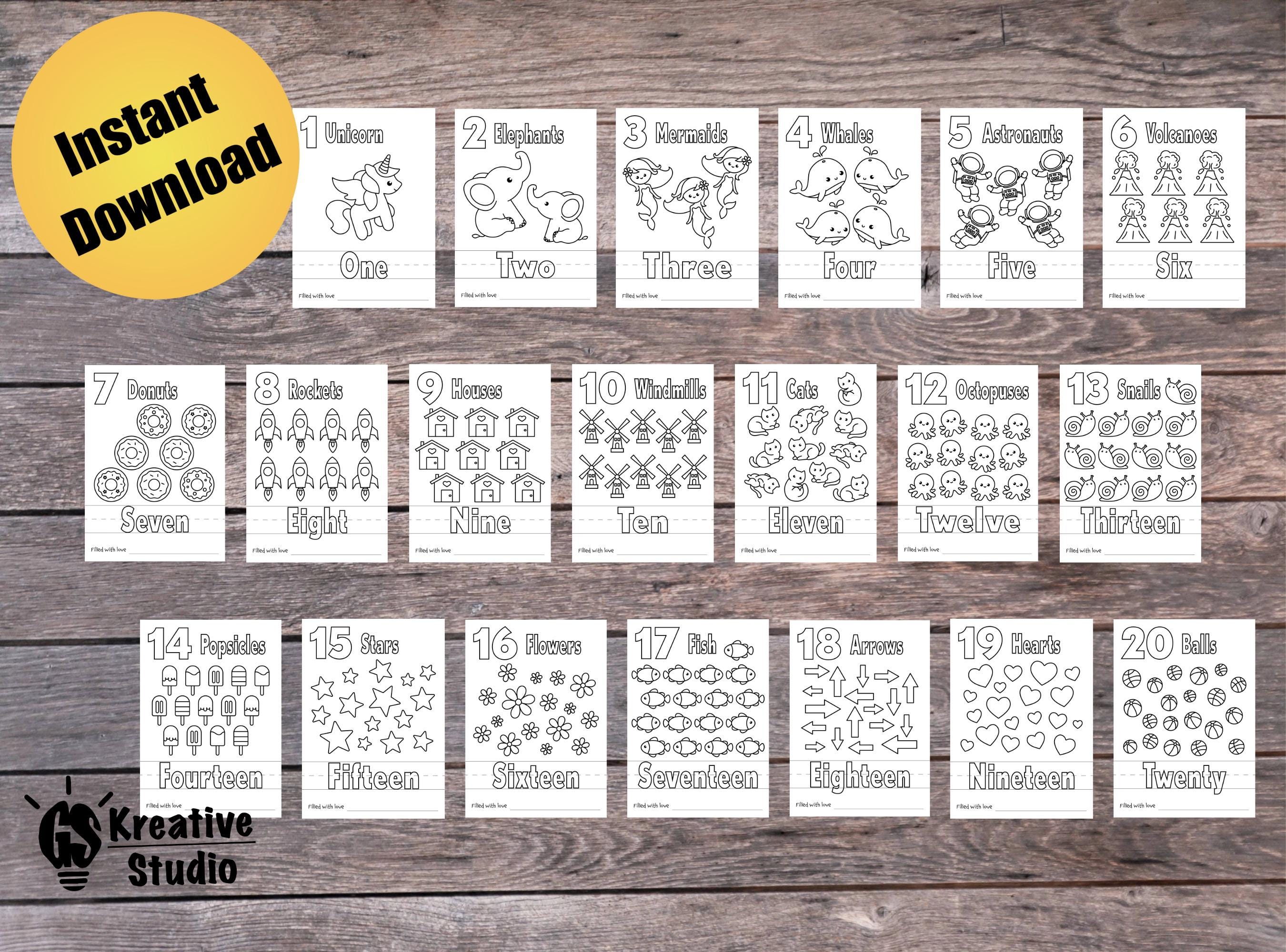 123 Baby Shower Coloring Book, Baby's First Number Book, Printable Baby ...