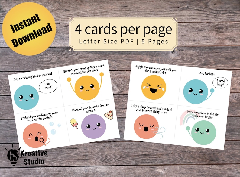 Printable Coping Strategy Cards for Kids, Calm Down Tools, Social ...