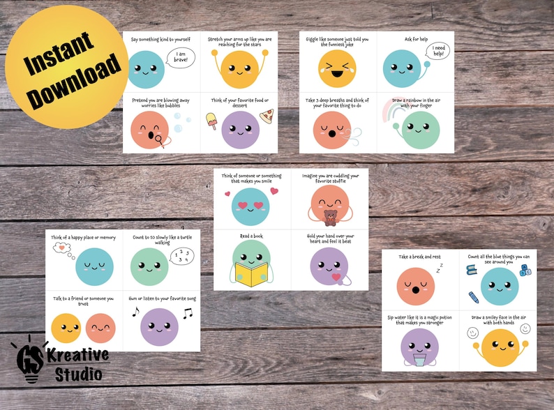 Printable Coping Strategy Cards for Kids, Calm Down Tools, Social ...