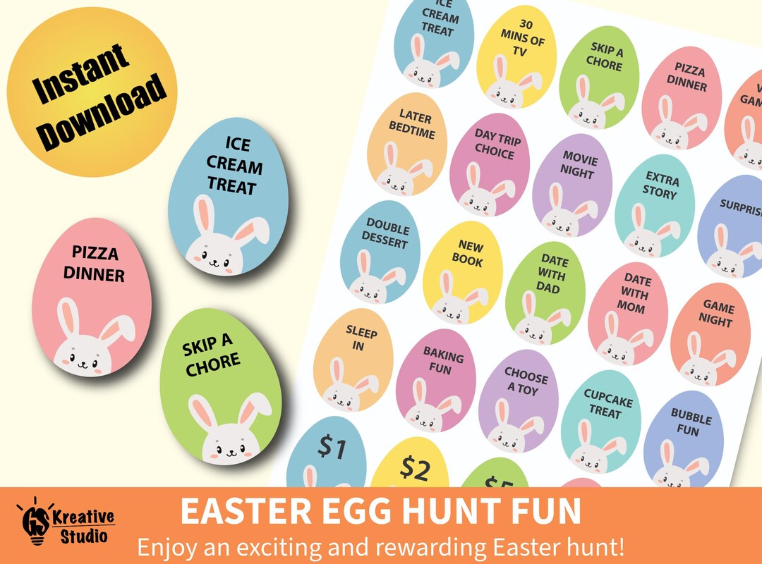 Printable Easter Egg Tokens for Kids, Easter Egg Coupons, Fun Easter ...