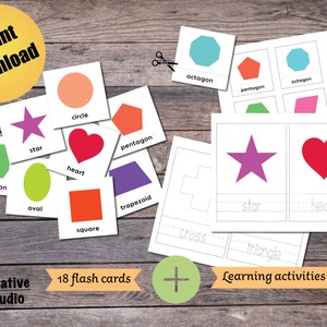 18 Vibrant Color Shapes Flash Cards & Activities, Preschool Learning ...