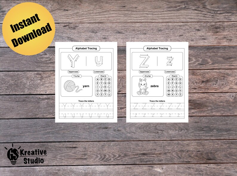 Alphabet Tracing Worksheets, 26 Printable Pages A-Z Uppercase and ...