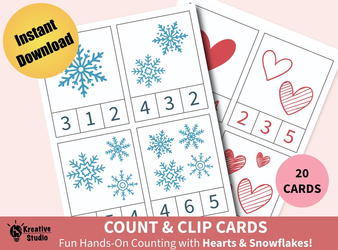Counting Activity, Count & Clip Cards, 1-10 Number Learning, Toddler ...