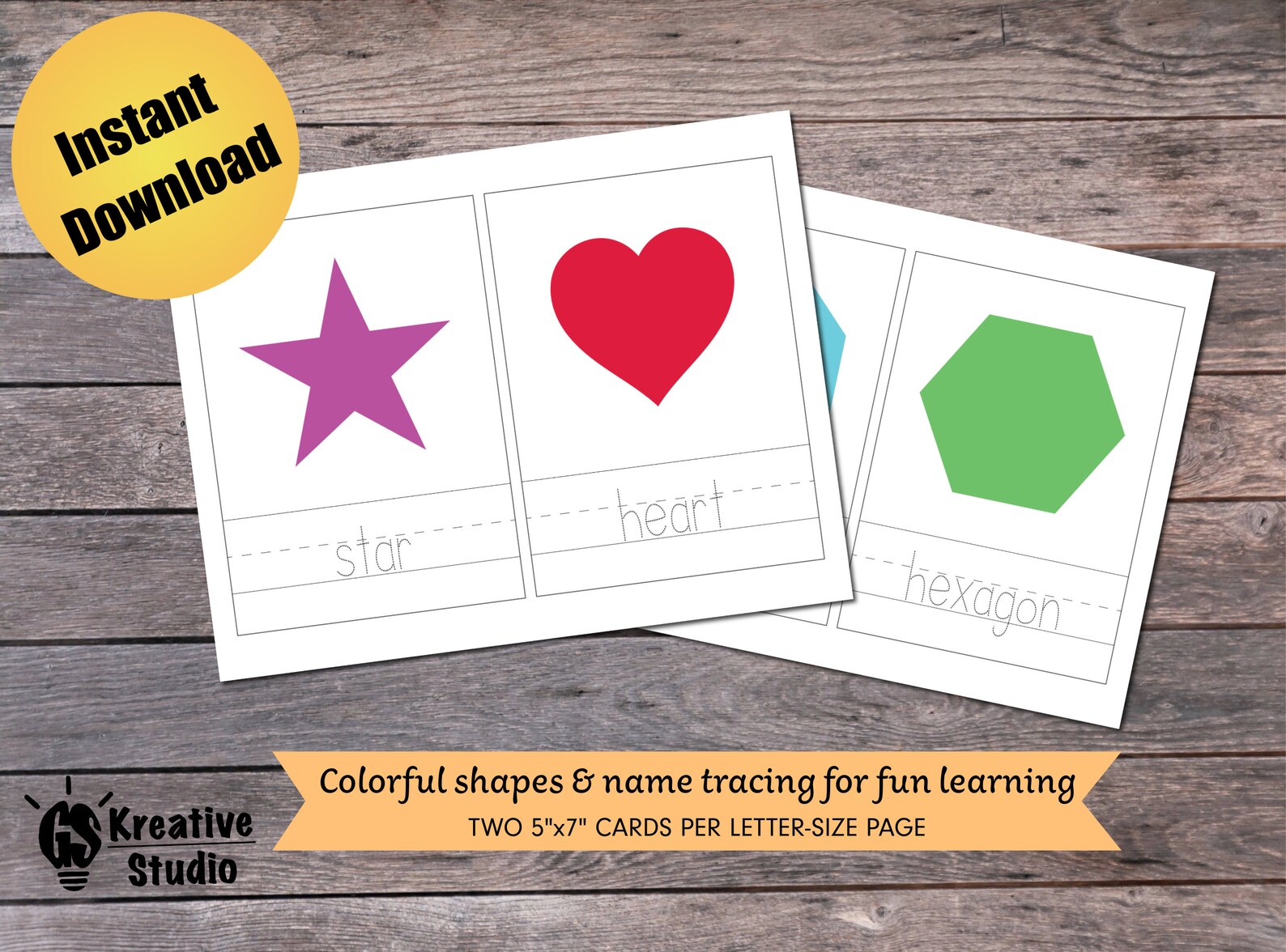 18 Vibrant Color Shapes Flash Cards & Activities, Preschool Learning ...