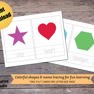 18 Vibrant Color Shapes Flash Cards & Activities, Preschool Learning ...