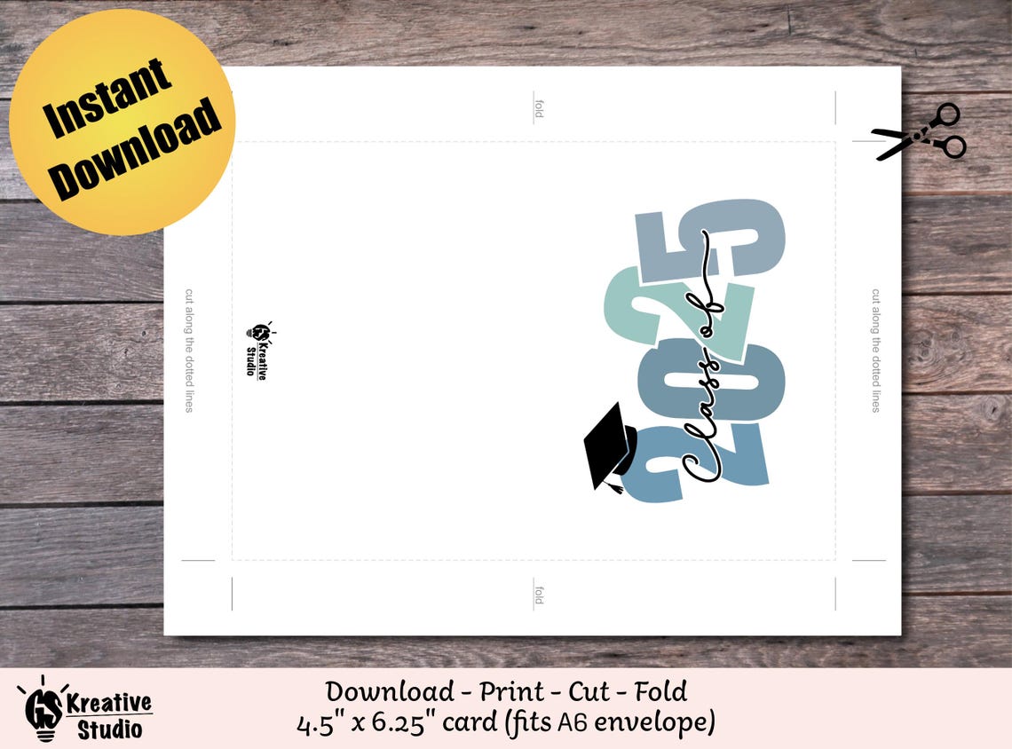 Class of 2025 Graduation Card Digital Download, Printable Grad Card for ...