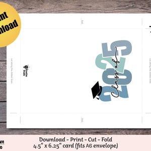 Class of 2025 Graduation Card Digital Download, Printable Grad Card for ...