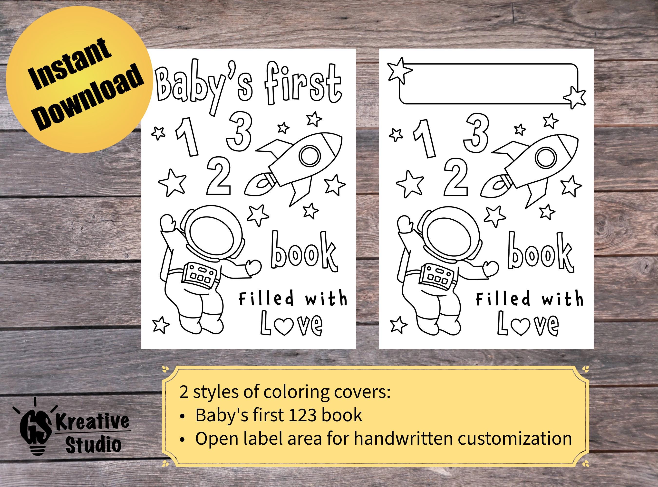123 Baby Shower Coloring Book, Baby's First Number Book, Printable Baby ...