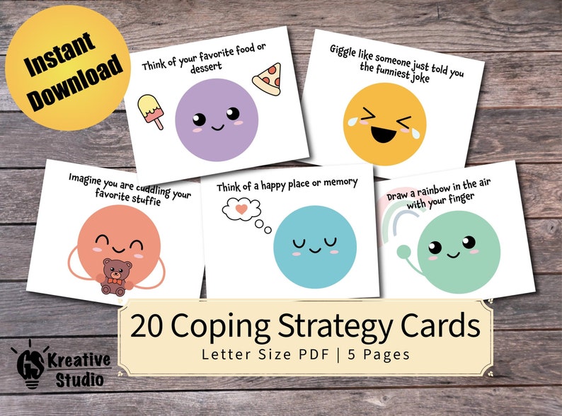 Printable Coping Strategy Cards for Kids, Calm Down Tools, Social ...