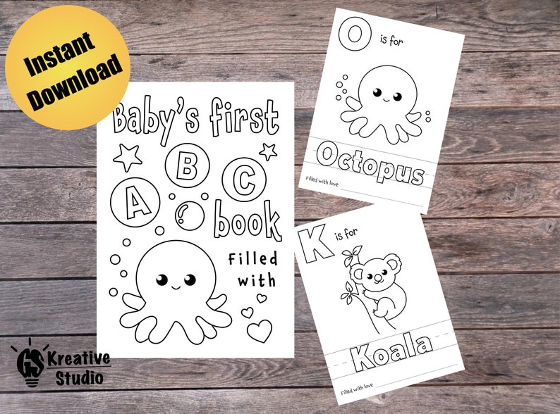 Printable Baby's First ABC Book, Baby Shower Activity, Keepsake ...