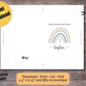 Printable Baptism Card, Christian Baptism Card, Minimalist Card Fits A6 ...