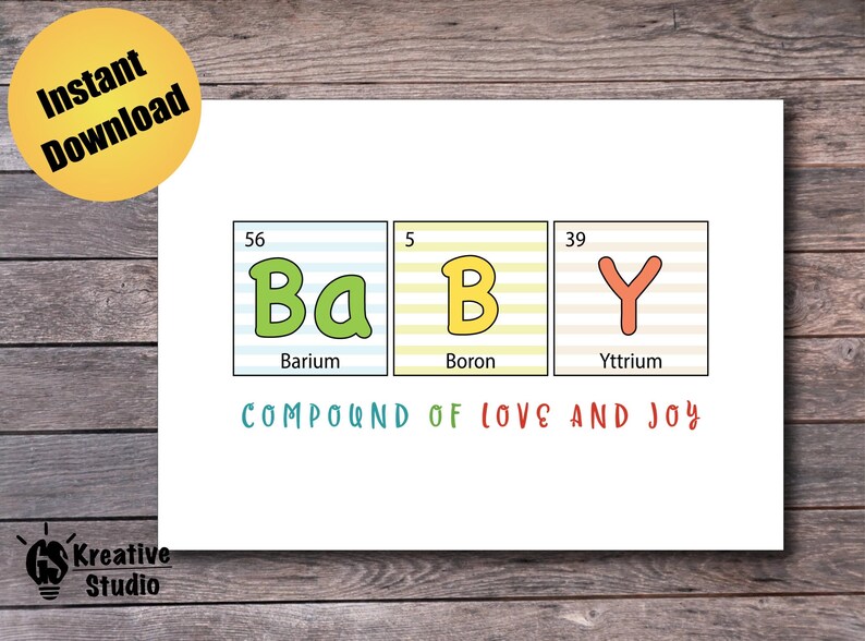 New Baby Periodic Table Card - Printable Newborn Card Fits A6 Envelope ...