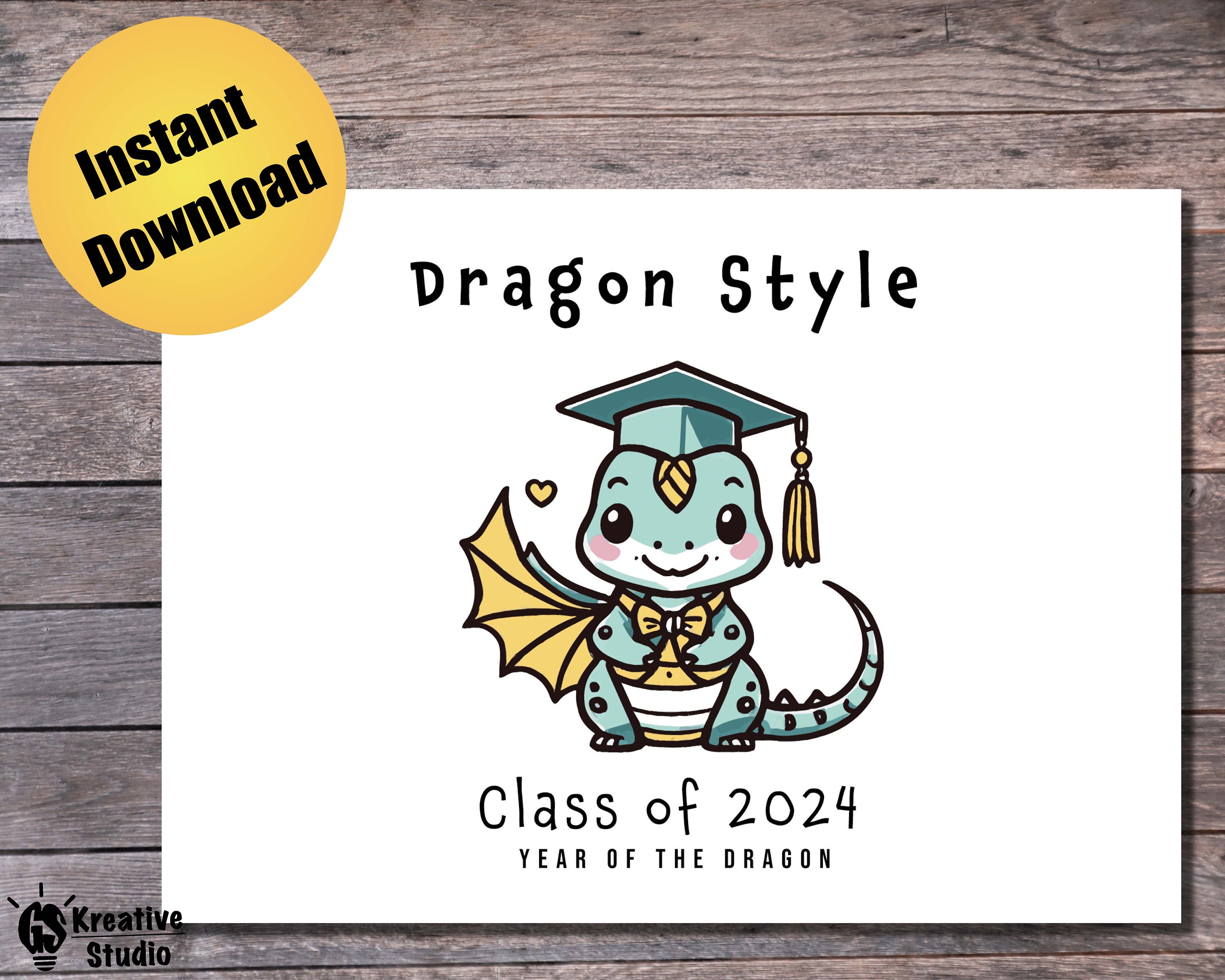 2024 Year of the Dragon Graduation Card, A6 Printable, Class of 2024 ...