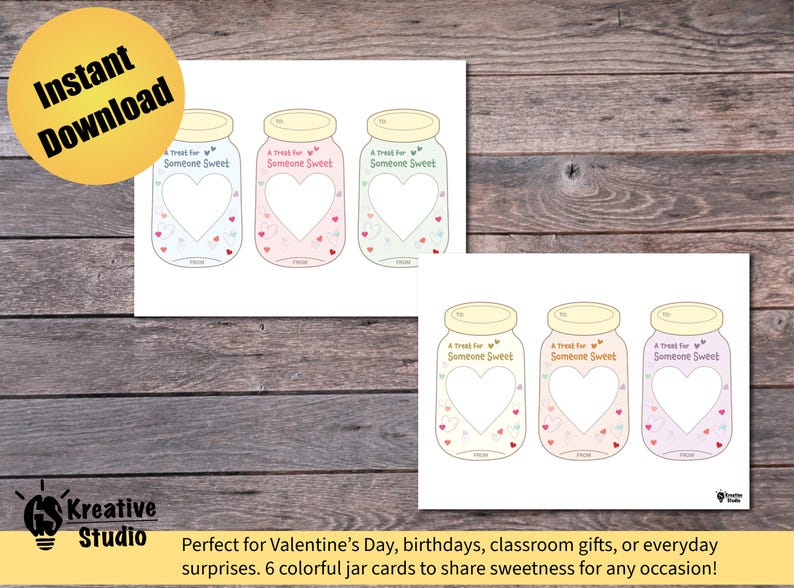 Printable Valentine's Cards - A Treat for Someone Sweet - Treat Jar ...