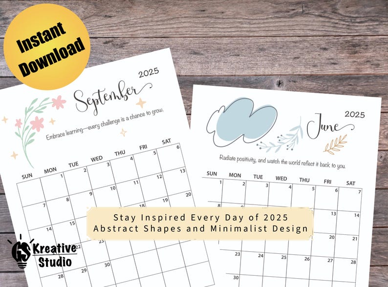 2025 Positive Affirmation Calendar Digital Download | Abstract Shapes ...
