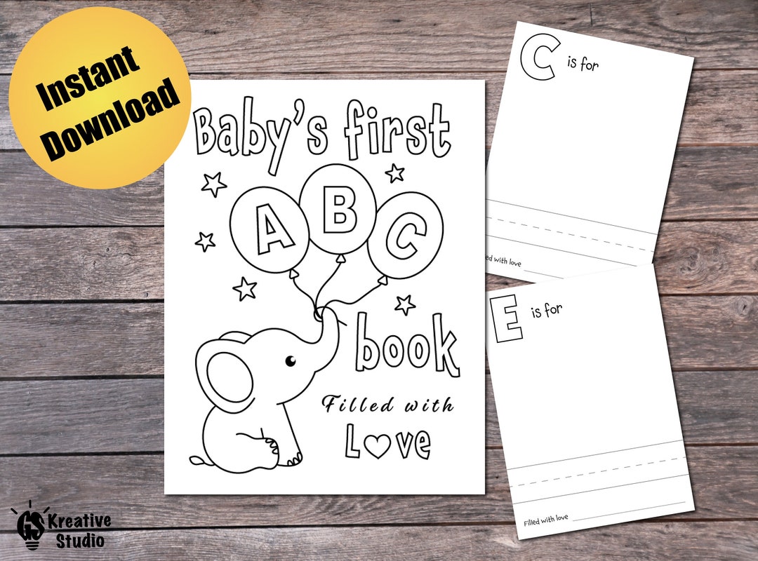 Blank Baby's First ABC Book Printable, Baby Shower Activity, Alphabet ...