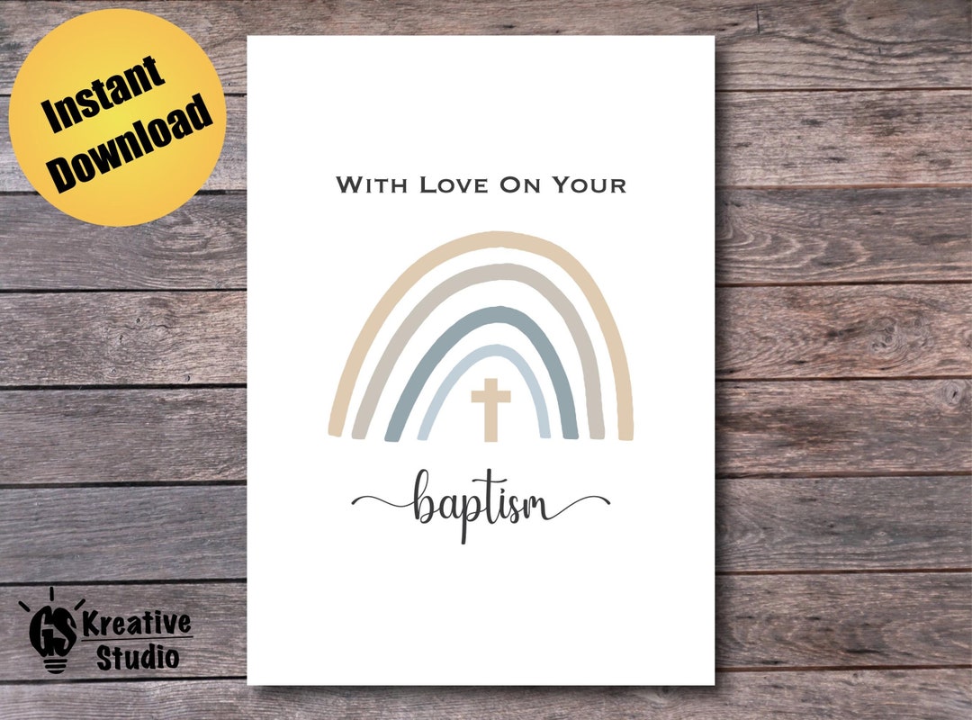 Printable Baptism Card, Christian Baptism Card, Minimalist Card Fits A6 ...