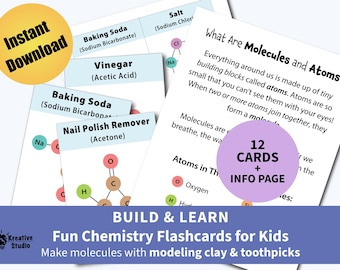 Molecule Flashcards for Kids, STEM Science Printables, Chemistry ...