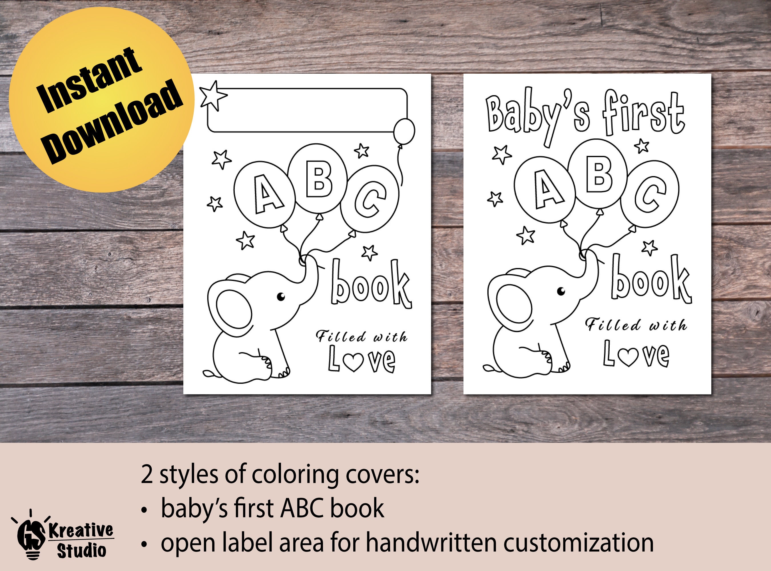 Blank Baby's First ABC Book Printable, Baby Shower Activity, Alphabet ...