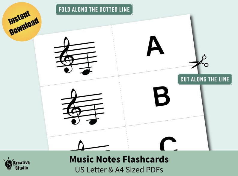 Printable Music Note Mnemonics, Music Flashcards, Treble and Bass Clef ...