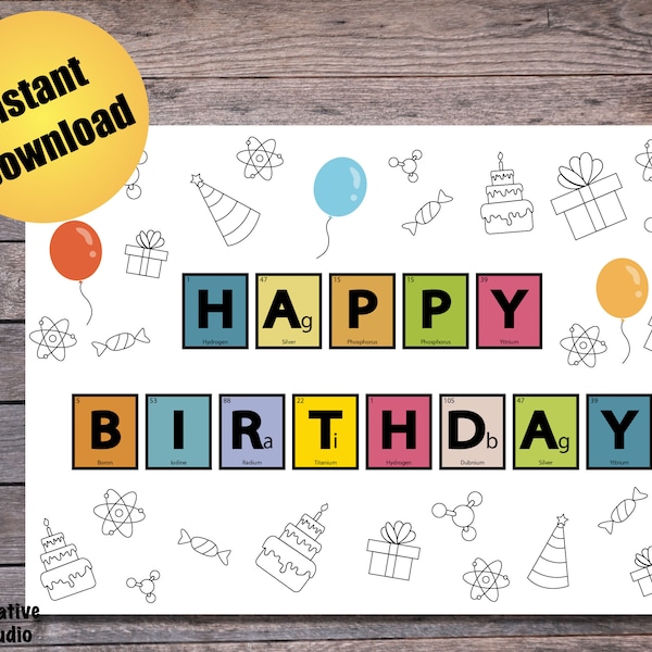 Happy Birthday in Periodic Table - Etsy