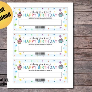 Printable Birthday Coupons, Fill-in-the-blank Voucher, Birthday Voucher ...