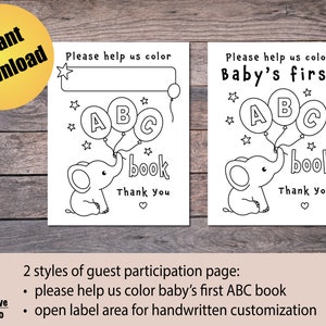 Printable Baby's First ABC Book, Baby Shower Activity, Keepsake ...