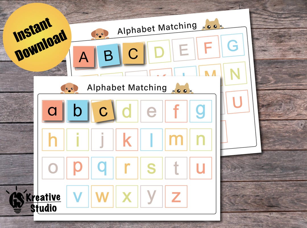 Printable Alphabet Matching Puzzle, Learn Letters for Preschool ...
