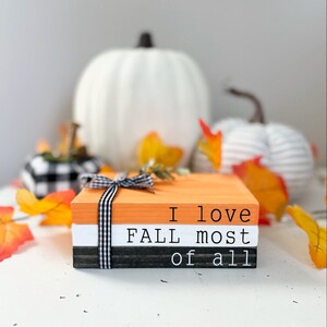 Fall Themed Wooden Book Stack, Fall Tiered Tray Decor, Small Fall Decor ...