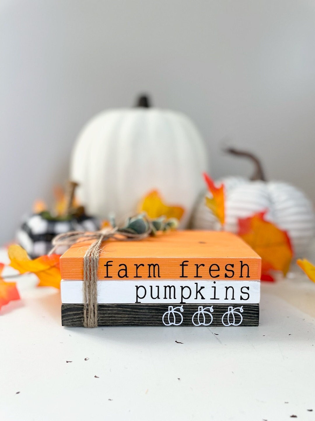 Fall Themed Wooden Book Stack, Fall Tiered Tray Decor, Small Fall Decor ...