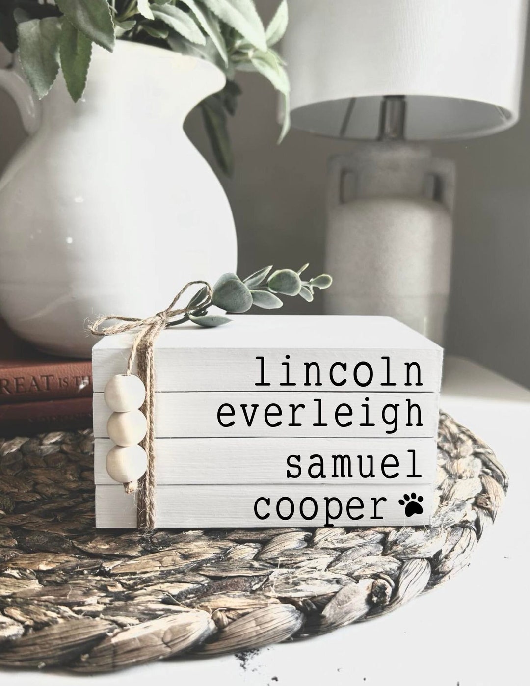 Personalized Family Book Stack, Wooden Book Stack, Wooden Home Decor ...