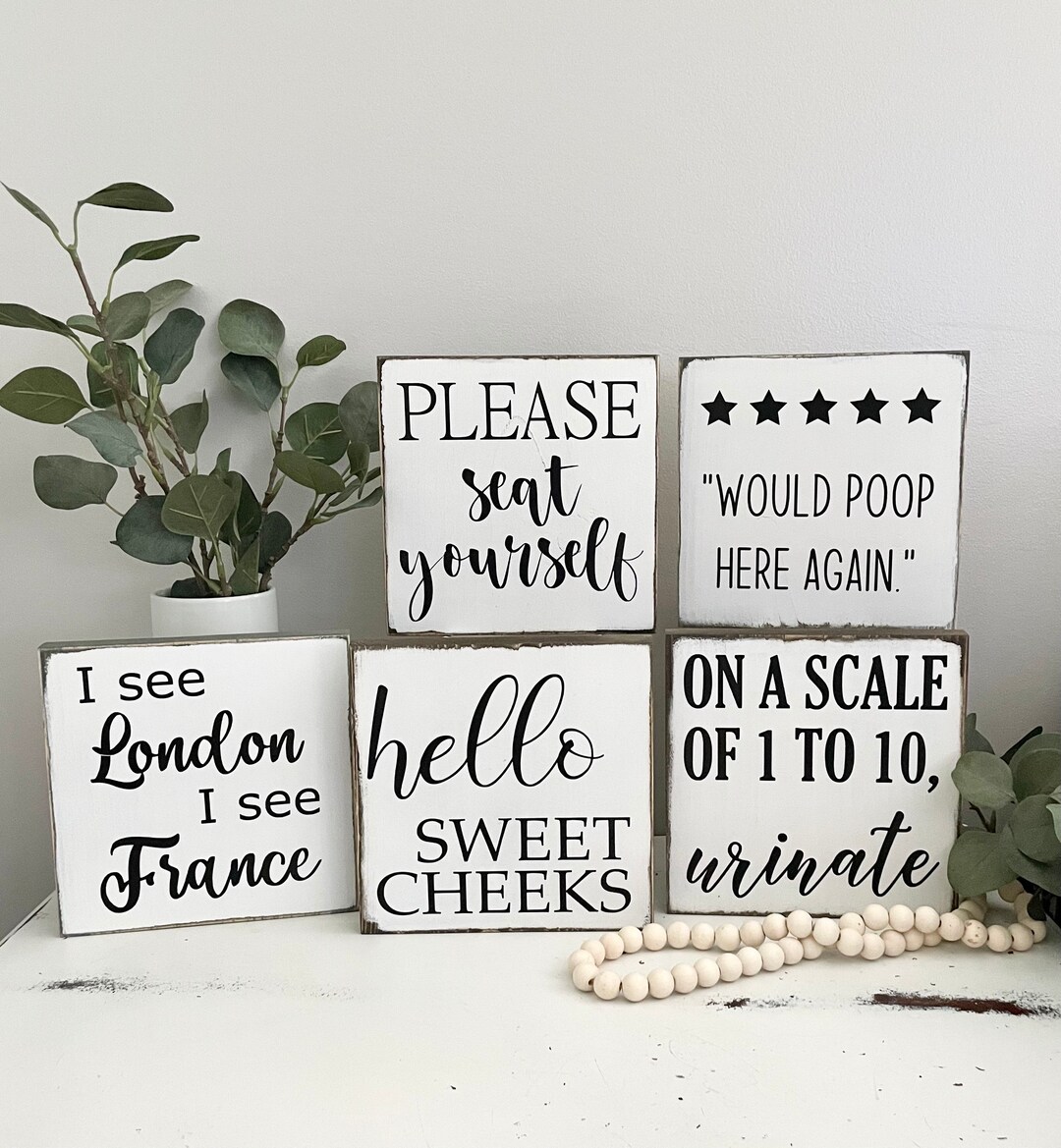 Bathroom Signs, Funny Bathroom Decor, Signs for Bathroom Shelf ...