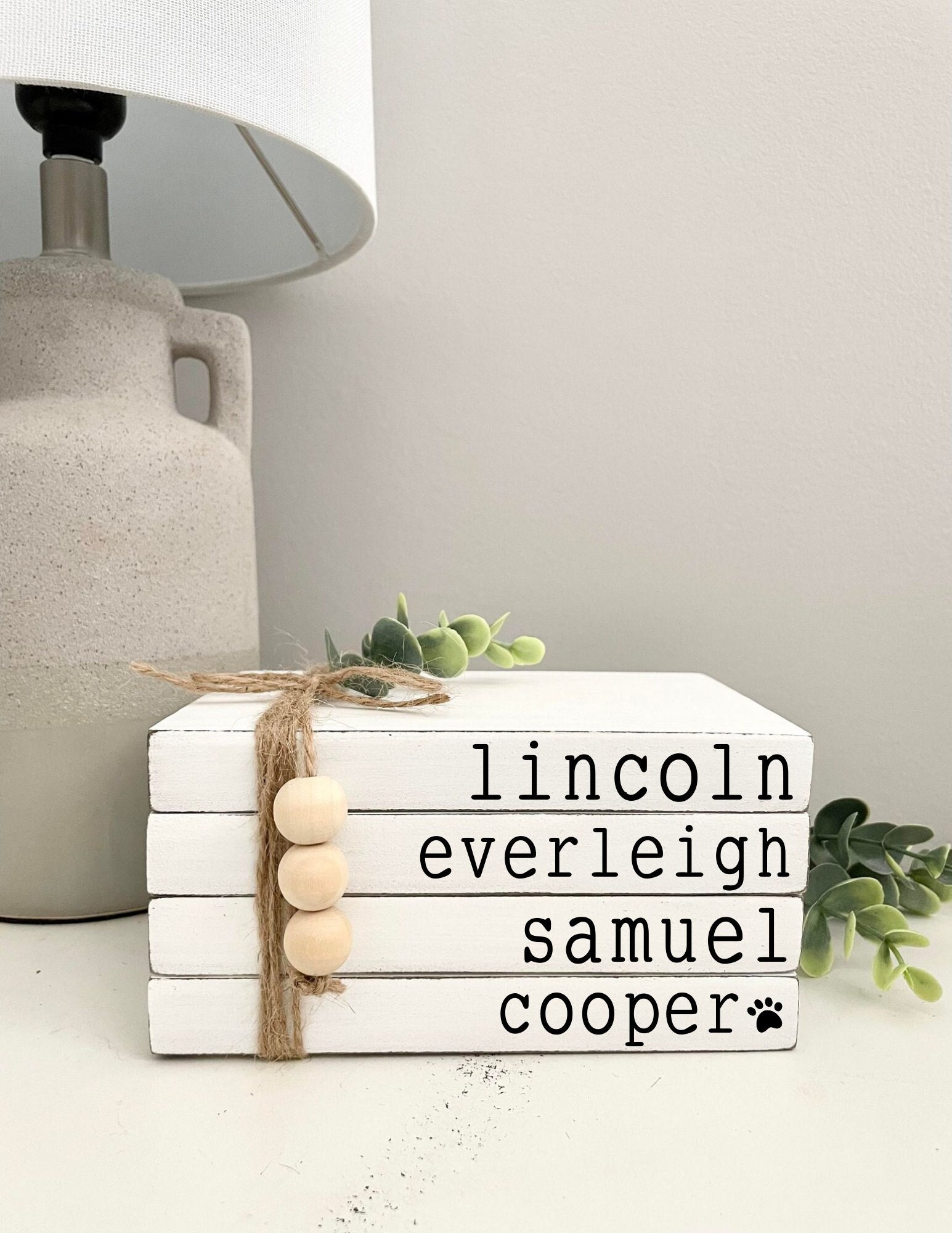 Personalized Family Book Stack Wooden Book Stack Wooden Home - Etsy